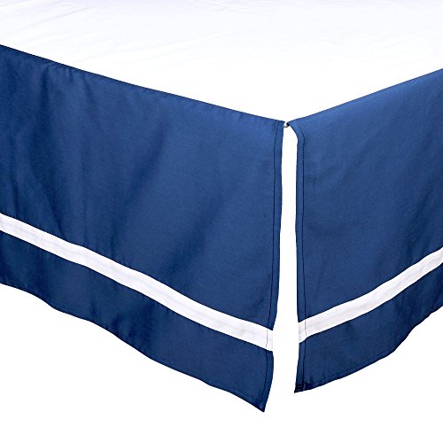 Navy Blue Tailored Crib Dust Ruffle with White Stripe by The Peanut Shell