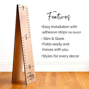 Headwaters Studio Wooden Ruler Growth Chart for Kids, Boys & Girls - Height Chart & Height Measurement for Wall - Kids Nursery Wall Decor & Room Hanging Wall Decor - Love Grows Here - Gray