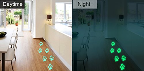 Marsway Cute Paw Print Night Luminous Removable Kids Room Wall Decal Glow in The Dark Decorative Sticker