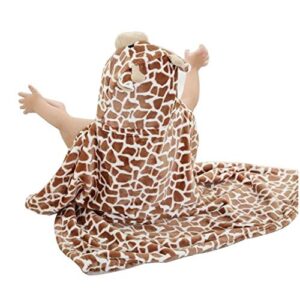 Baby Hooded Bathrobe Animal Bathrobe Fleece Blanket (Brown Giraffe)