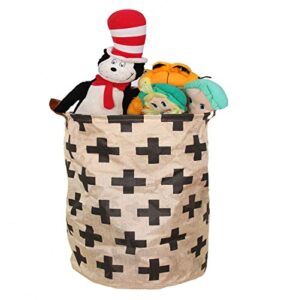 laundry basket fabric collapsible extra large round storage bin 22 inches - great for clothes, laundry, toys, baby nursery