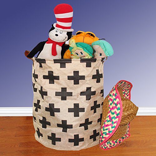 Laundry Basket Fabric Collapsible Extra Large Round Storage Bin 22 Inches - Great for Clothes, Laundry, Toys, Baby Nursery