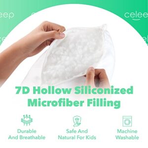 Celeep Polyester Toddler Pillows Set, 13x18 Inches - Perfect Size - Soft Organic Toddler Bedding - Kids Pillows for Sleeping & Nap Time - Vaccum Sealed Small Pillow, White, 2 Count (Pack of 1)