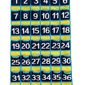 Classroom Numbered Pocket Charts Graphing Calculator Storage Cell Phones Holder 42 Pockets Royal Blue