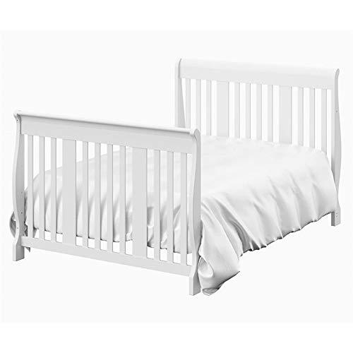 Pemberly Row 4-in-1 Convertible Crib and Changing Table Combo in White, Three Level Adjustable Mattress Height, Easily Converts to Toddler Bed or Day Bed