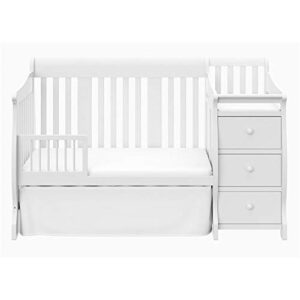 Pemberly Row 4-in-1 Convertible Crib and Changing Table Combo in White, Three Level Adjustable Mattress Height, Easily Converts to Toddler Bed or Day Bed