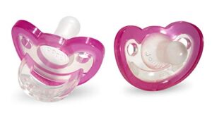 razbaby jollypop baby pacifier plus, 3m+, pink, double pack