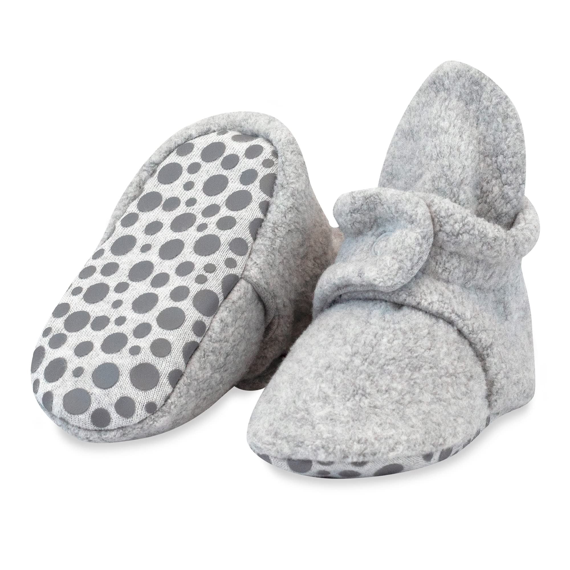 Zutano Cozie Fleece Baby Booties, Unisex Baby Shoes for Infants and Toddlers, 3M, Heather Gray