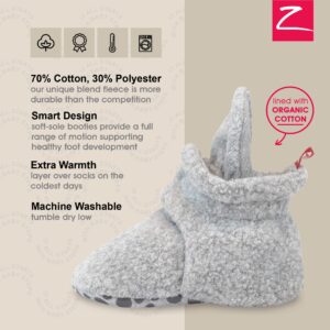 Zutano Cozie Fleece Baby Booties, Unisex Baby Shoes for Infants and Toddlers, 3M, Heather Gray