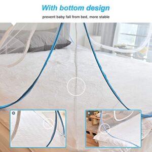 Mosquito Net Pop Up with Net Bottom Ultra Large Bed Canopy Tent Portable with 2 Entries Folding Design Bed Netting for Bedroom, Camping, 79 x71x59 inch