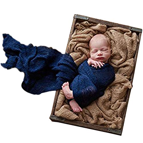 Sunmig Newborn Baby Stretch Wrap Photo Props Wrap-Baby Photography Props (Navy)