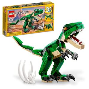 lego creator mighty dinosaur toy 31058, 3 in 1 model, t. rex, triceratops and pterodactyl dinosaur figures, gifts for 7-12 year old boys & girls