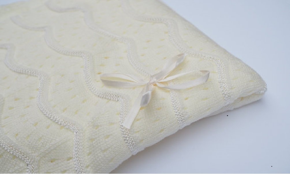 SUMA Baby Blanket Knit Toddler Nursery Swaddling Blankets for Girls and Boys Receiving Blanket for Crib, Stroller Blanket Christening Baptism, 40x50inches, Machine Wash