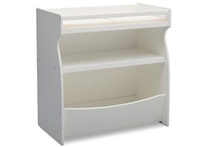 delta children 2-in-1 changing table and storage unit with changing pad, bianca white