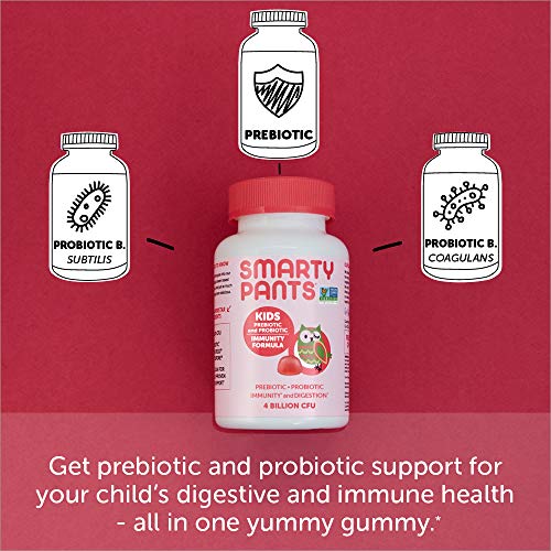 SmartyPants Kids Probiotic Immunity Gummies: Prebiotics & Probiotics for Immune Support & Digestive Comfort, Strawberry Crème Flavor, 60 Gummy Vitamins, 30 Day Supply, No Refrigeration Required