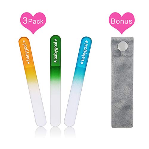 Babygoal Newborn Nail File Baby Nail Files 3 Pack with a Pouch,Genuine Czech Float Glass, Gift for Newborns,Toddlers,Infant, Babies &Young Children 3NF02