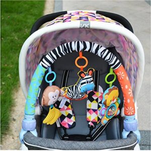 VX-star Baby Travel Play Arch Stroller/Crib Accessory,Cloth Animmal Toy and Pram Activity Bar with Rattle/Squeak/Teethers(Stripe)