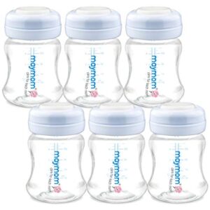 maymom wide-mouth milk storage collection bottle with sureseal sealing disk; compatible with spectra/motif luna/ameda mya/bellababy pumps. can replace spectra s1 s2 bottles, 6 pc (4.7oz/140ml, 6pc)