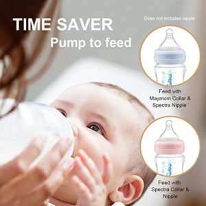 Maymom Wide-Mouth Milk Storage Collection Bottle with SureSeal Sealing Disk; Compatible with Spectra/Motif Luna/Ameda MYA/Bellababy Pumps. Can Replace Spectra S1 S2 Bottles, 6 pc (4.7Oz/140mL, 6pc)