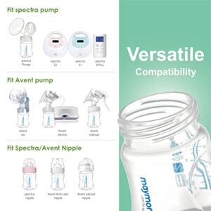 Maymom Wide-Mouth Milk Storage Collection Bottle with SureSeal Sealing Disk; Compatible with Spectra/Motif Luna/Ameda MYA/Bellababy Pumps. Can Replace Spectra S1 S2 Bottles, 6 pc (4.7Oz/140mL, 6pc)