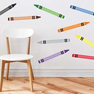 Sunny Decals Large Crayon Wall Decals - Set of 9 Removable Fabric Kids Wall Stickers (16 Inches Long)