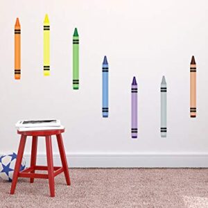 Sunny Decals Large Crayon Wall Decals - Set of 9 Removable Fabric Kids Wall Stickers (16 Inches Long)