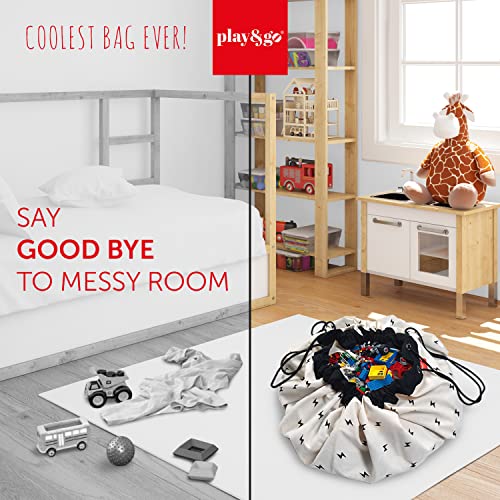 Play & Go Drawstring Play Mat Storage Bag for Children - Kids Toy Storage Organizer - Drawstring Toy Bag - Large 55" Play Mat for Toddlers Toys and Bag for Storage - Roadmap