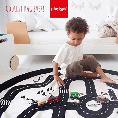 Play & Go Drawstring Play Mat Storage Bag for Children - Kids Toy Storage Organizer - Drawstring Toy Bag - Large 55" Play Mat for Toddlers Toys and Bag for Storage - Roadmap