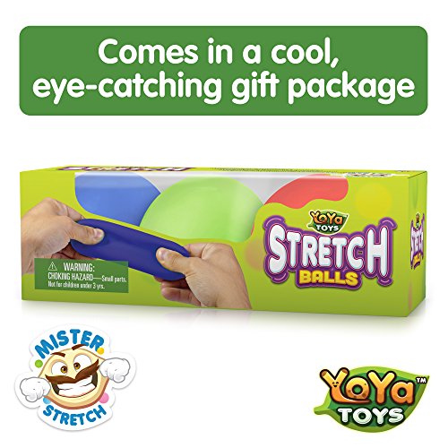 YoYa Toys Pull, Stretch and Squeeze Stress Balls - 3 Balls, Elastic Sensory Balls for Stress and Anxiety Relief, Autism and Special Needs Toys, Calming Fidgets for Kids and Adults, Ideal for Classroom