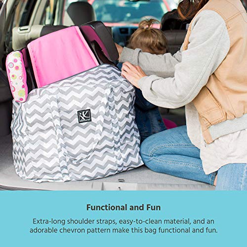 J.L. Childress Go-Go Travel Bag for Backless Booster Seats and Compact Strollers - Fits gb Pockit and BabyZen Yoyo - Booster Seat Travel Bag - Chevron