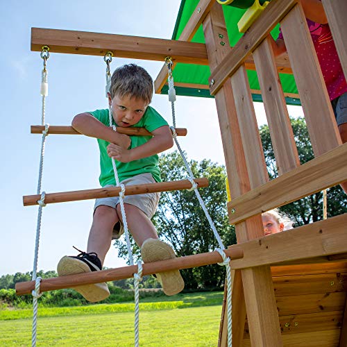 Backyard Discovery Mount McKinley All Cedar Wood Swing Set, Playground for All Kids Age 3-10, Rock Wall, Wave Slide, Fort, Double Rock Climber and Rope