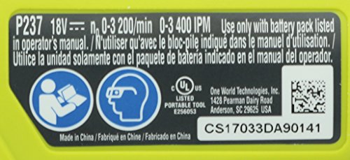 Ryobi P237 18V One+ Lithium Ion Cordless Multi Speed 1-1/4 Inch Keyless Chuck Impact Driver w/ Belt Clip and LED (Battery Not Included / Power Tool Only)