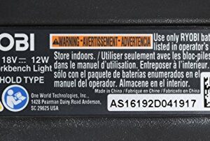 Ryobi P727 One+ 18 Volt 950 Lumen 270 Degree Rotating LED Work Light with Integrated Mounting Hooks (Battery Not Included, Light Only)