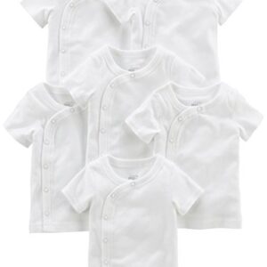 Simple Joys by Carter's Unisex Babies' Side-Snap Short-Sleeve Shirt, Pack of 6, White, 0-3 Months