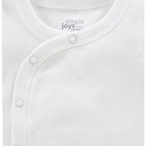 Simple Joys by Carter's Unisex Babies' Side-Snap Short-Sleeve Shirt, Pack of 6, White, 0-3 Months