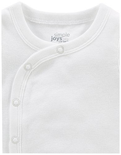 Simple Joys by Carter's Unisex Babies' Side-Snap Short-Sleeve Shirt, Pack of 6, White, 0-3 Months