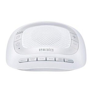 homedics rejuvenate white noise sound machine. travel sound machine for sleep and relaxing. great for travel, nursery’s and babies. 6 relaxing nature sounds, auto-off timer