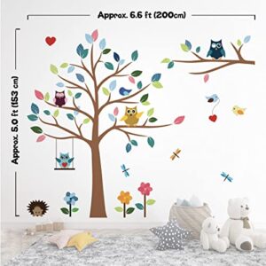 TIMBER ARTBOX Cheerful Safari Nursery Wall Decor – Woodland Jungle Wall Decals with Owls & Tree – Cute Animal Stickers for Kids Room, Baby Boys and Girls Bedroom, Classroom & Daycare Decorations