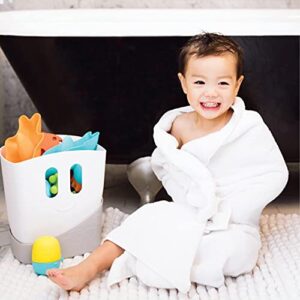 Ubbi Freestanding Bath Toy Organizer Bath Caddy with Removable Drying Rack Bin and Scoop for Toddlers and Baby, Gray