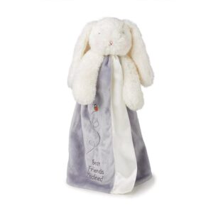 bunnies by the bay bloom bunny buddy blanket, bunny rabbit stuffed animal & baby blanket, white, 16