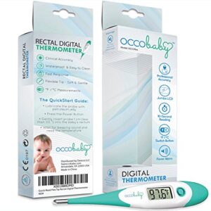 OCCObaby Clinical Digital Baby Thermometer - LCD, Flexible Tip, 10 Second Quick Accurate Fever Alarm Rectal Oral & Underarm Use - Waterproof Baby Thermometer for Infants & Toddlers