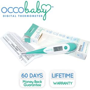 OCCObaby Clinical Digital Baby Thermometer - LCD, Flexible Tip, 10 Second Quick Accurate Fever Alarm Rectal Oral & Underarm Use - Waterproof Baby Thermometer for Infants & Toddlers