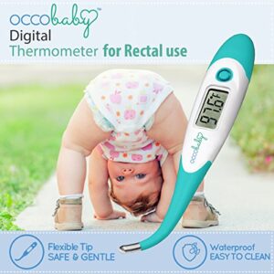 OCCObaby Clinical Digital Baby Thermometer - LCD, Flexible Tip, 10 Second Quick Accurate Fever Alarm Rectal Oral & Underarm Use - Waterproof Baby Thermometer for Infants & Toddlers