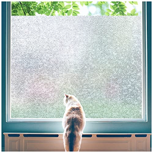 Coavas Frosted Window Privacy Film: Crystal Glass Film, No Glue Static Film, Anti UV Window Clings, One Way Vision Blocking for Home Office(17.7x78.7 inches)