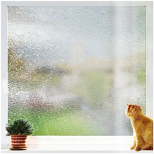 Coavas Frosted Window Privacy Film: Crystal Glass Film, No Glue Static Film, Anti UV Window Clings, One Way Vision Blocking for Home Office(17.7x78.7 inches)