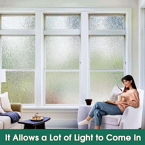 Coavas Frosted Window Privacy Film: Crystal Glass Film, No Glue Static Film, Anti UV Window Clings, One Way Vision Blocking for Home Office(17.7x78.7 inches)