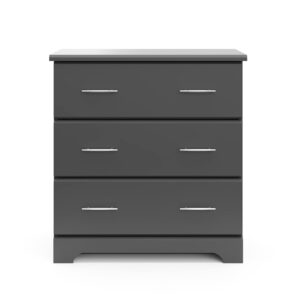 Storkcraft Brookside 3 Drawer Dresser (Gray) – Baby and Kids Bedroom Organizer, Nursery Chest, Storage Dresser With Drawers, Universal Design