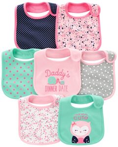 simple joys by carter's baby girls' teething bibs, pack of 7, pink/mint green, one size