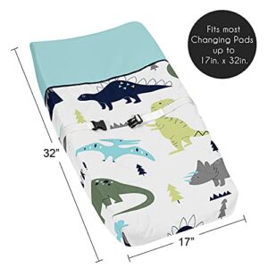 Blue and Green Modern Dinosaur Girls Boys Baby Changing Pad Cover