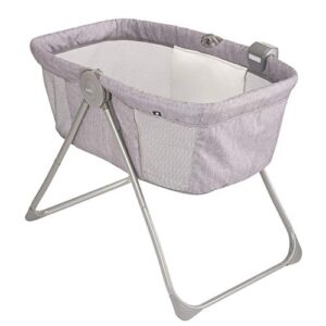 Evenflo Loft Portable Bassinet, for Boys & Girls, Bluetooth Speaker to play-music, soft-nightlight, Mesh Panels, Room-Temperature Monitor, 20-Pound Capacity, Gray Melange, 20.5” W x 4” D x 26.75” H